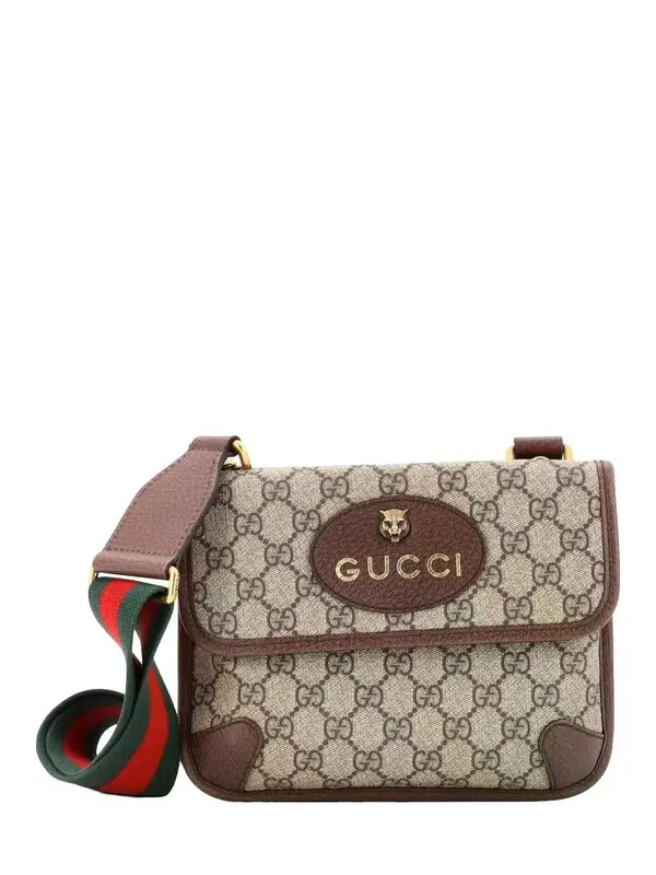 Gucci Neo Vintage Flap Messenger Gg Coated Canvas Small - Brown