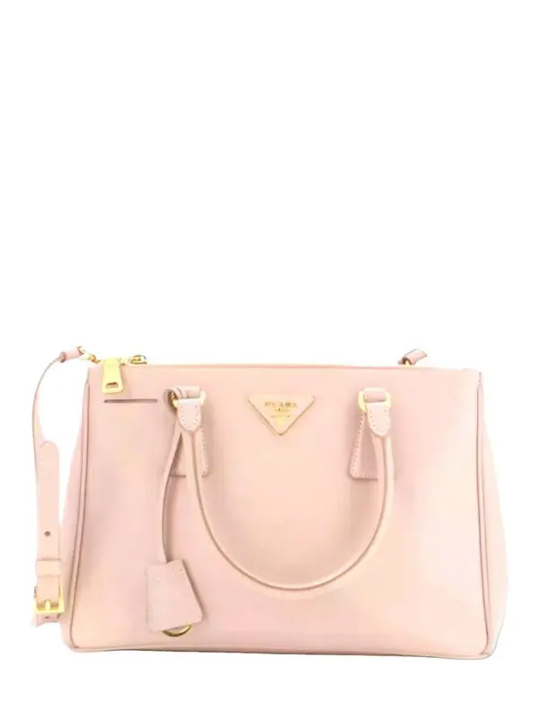 Prada Double Zip Lux Saffiano Leather Small Tote Bag - Pink