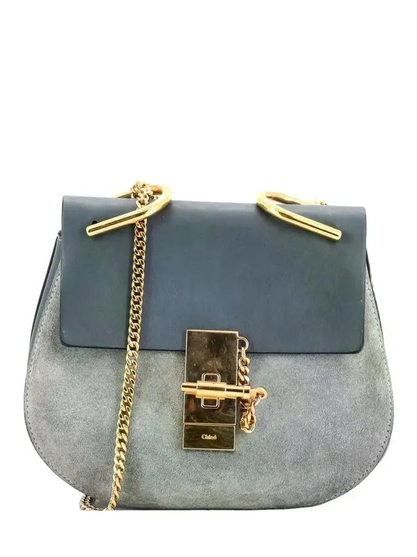 Chloé Drew Leather And Suede Mini Crossbody Bag - Blue