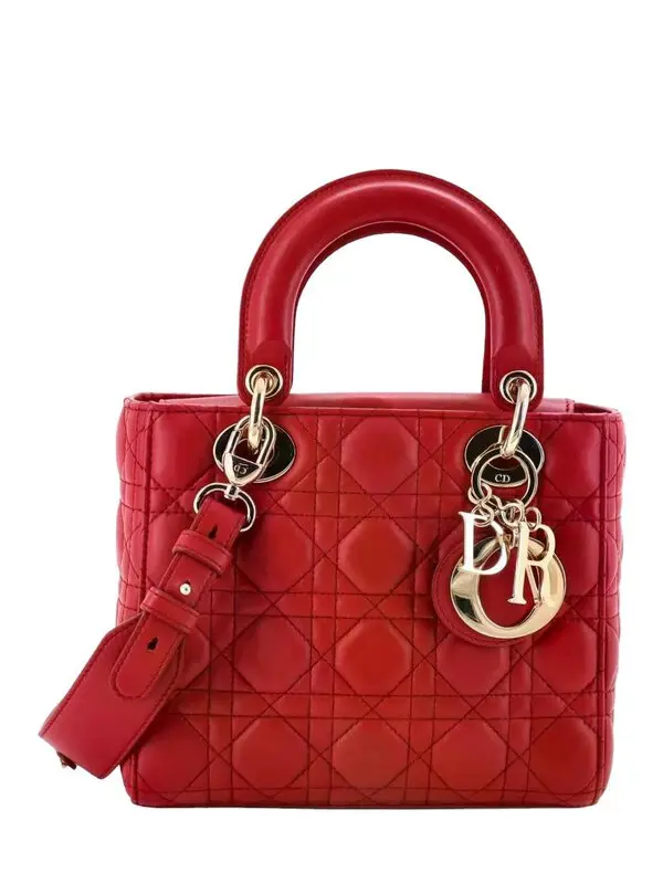 Dior My Abcdior Lady Bag Cannage Quilt Lambskin - Red