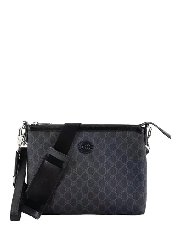 Gucci Interlocking G Patch Wristlet Messenger Bag - Black