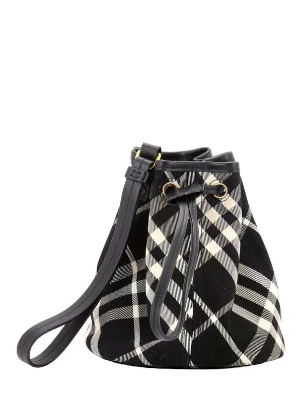 Burberry Wristlet Check Canvas Mini Bucket Bag - Black