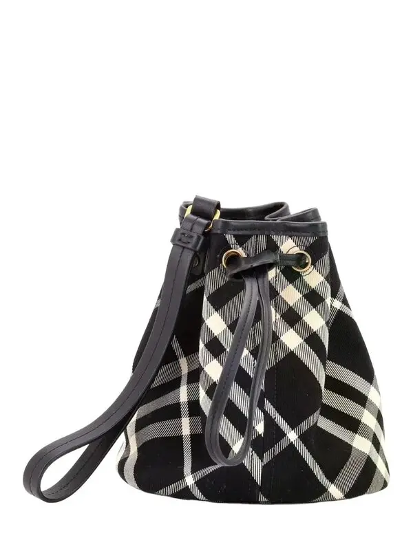 Burberry Wristlet Check Canvas Mini Bucket Bag - Black