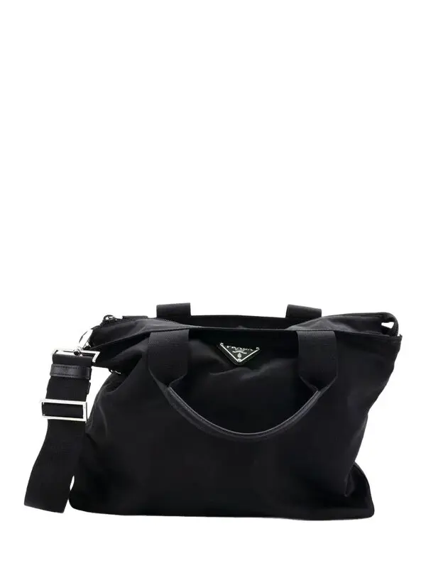 Prada Vela Convertible Tessuto Small Tote Bag - Black