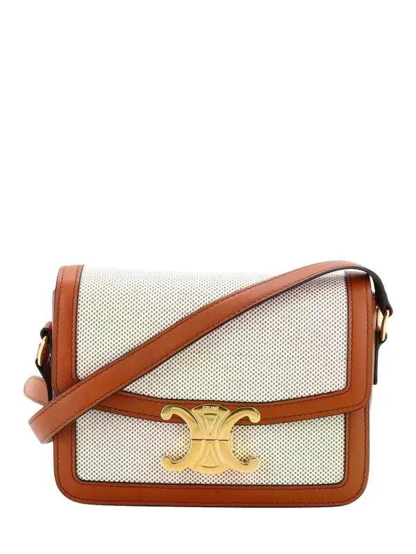 Celine Triomphe Teen Crossbody Bag Canvas With Leather - Brown