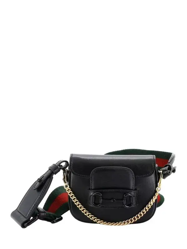 Gucci Horsebit 1955 Flap Wallet With Strap - Black