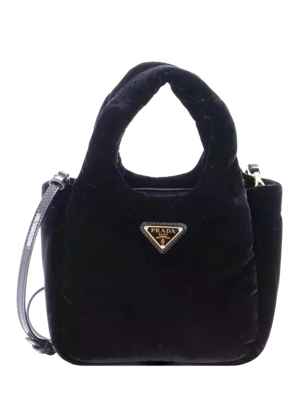 Prada Padded Velvet Mini Tote Bag - Black