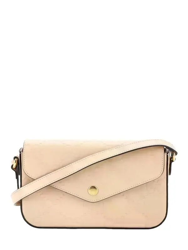 Gucci Envelope Flap Jumbo Gg Embossed Leather Super Mini Crossbody Bag - Neutrals