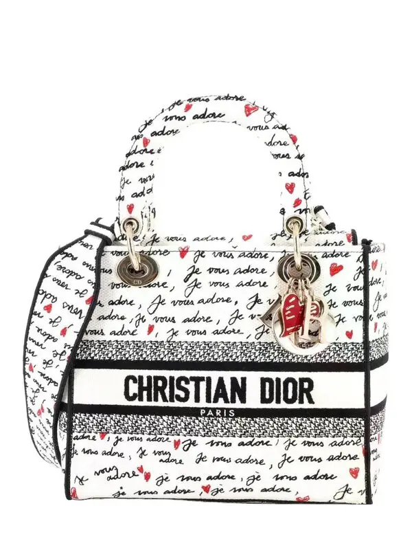 Dior Lady D-lite Embroidered Canvas Medium Satchel - Multicolour