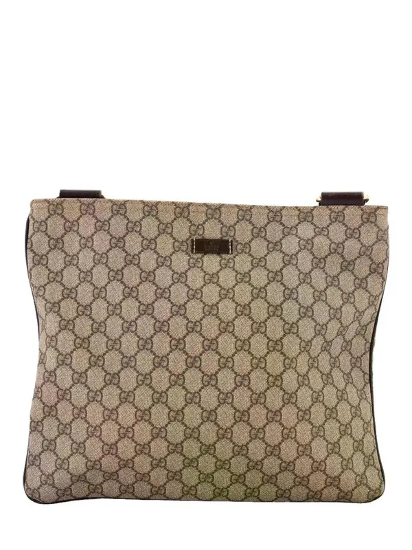 Gucci Gg Coated Canvas Large Messenger Bag - Brown