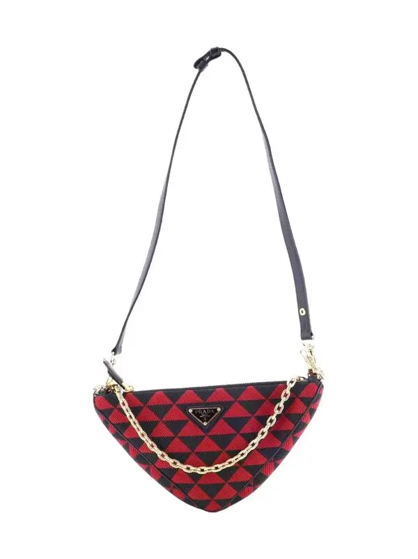 Prada Double Symbole Triangle Mini Shoulder Bag - Black