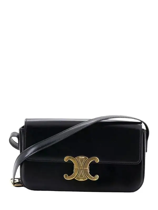 Celine Triomphe East-west Smooth Calfskin Shoulder Bag - Black