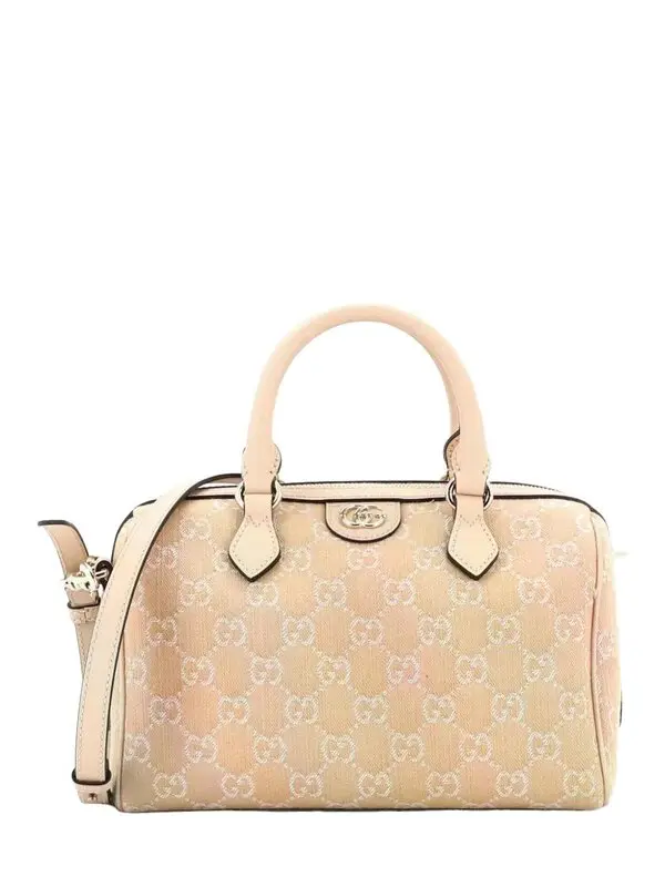 Gucci Ophidia Convertible Boston Bag Gg Denim Small - Neutrals
