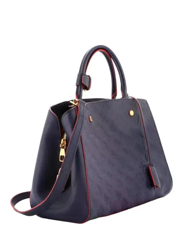 LOUIS VUITTON Montaigne Handbag Monogram Empreinte Leather Mm - Blue