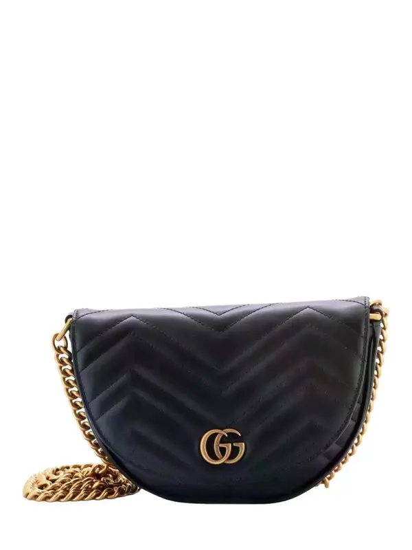 Gucci Gg Marmont Half Moon Mini Crossbody Bag - Black