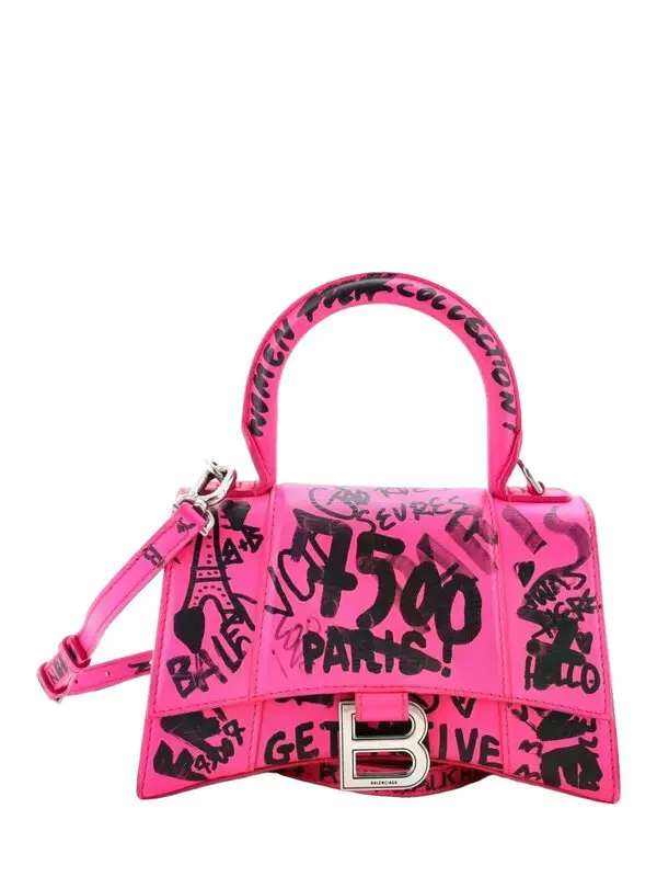 Balenciaga Graffiti Hourglass Xs Top Handle Satchel - Pink