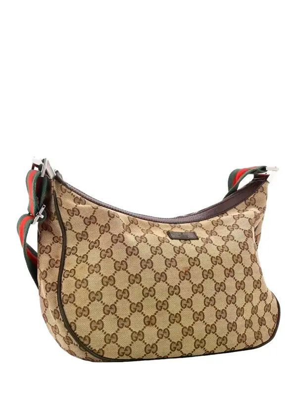 Gucci Saddle Zip Messenger Bag Gg Canvas - Brown