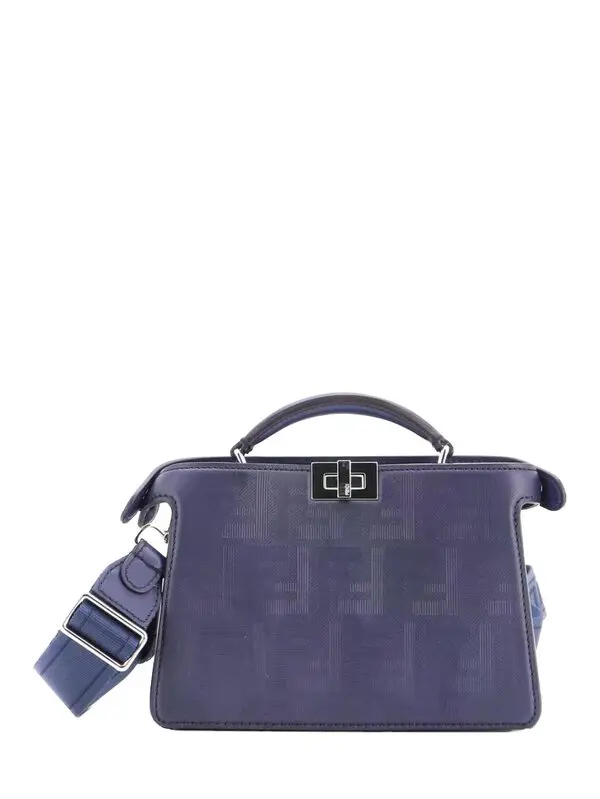 Fendi Peekaboo Iseeu Xcross Bag Zucca Leather Satchel - Blue