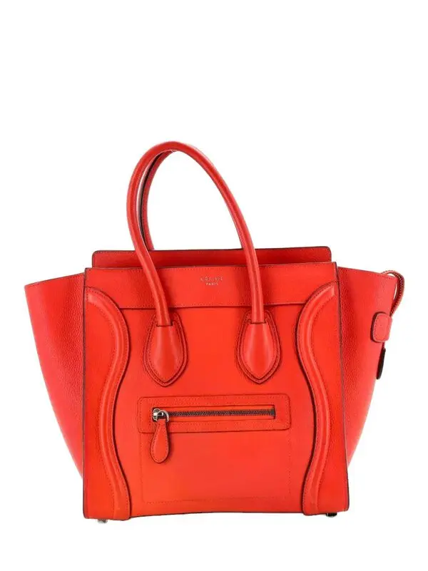 Celine Luggage Bag Grainy Leather Micro Tote - Orange