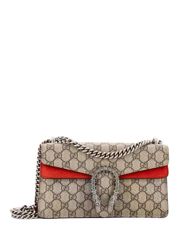 Gucci Dionysus Gg Coated Canvas Small Shoulder Bag With Crystal Embellishment - Brown