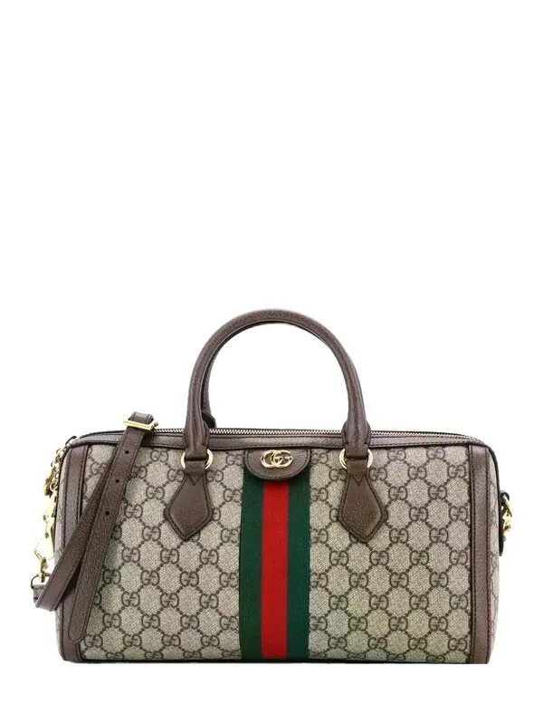 Gucci Ophidia Boston Bag Gg Coated Canvas Medium Satchel - Brown