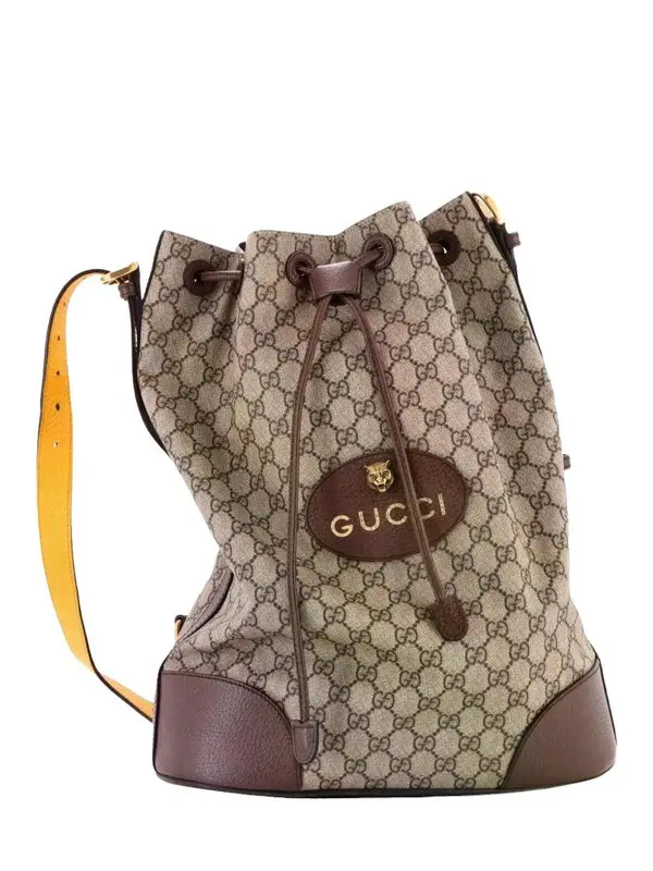 Gucci Neo Vintage Drawstring Bucket Gg Coated Canvas Large Backpack - Brown
