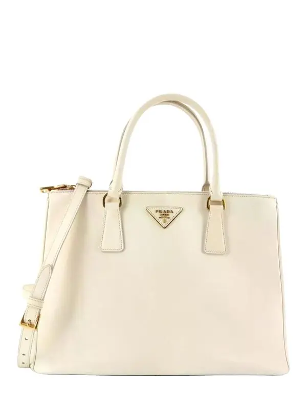 Prada Galleria Double Zip Saffiano Leather Medium Tote Bag - Neutrals