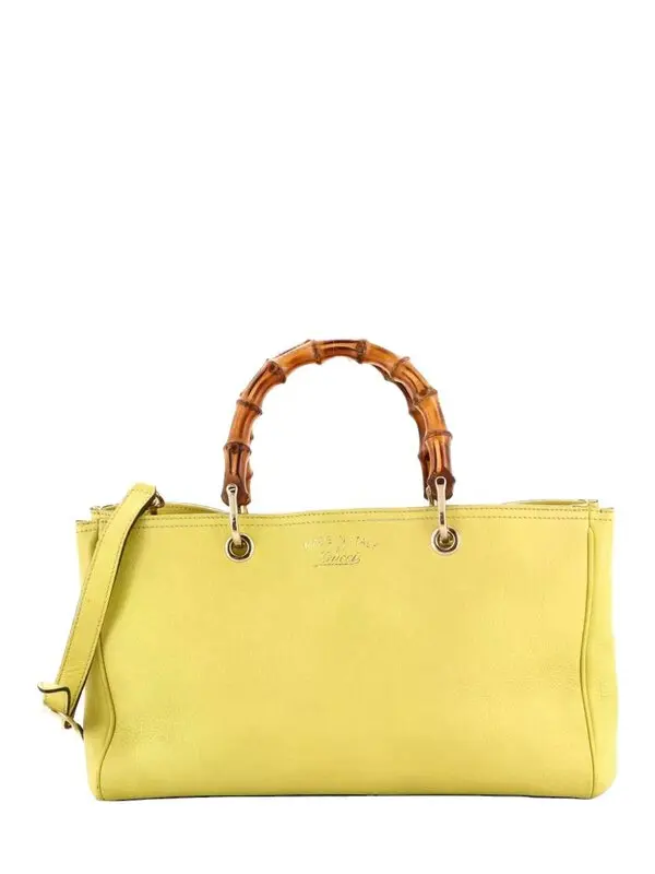 Gucci Bamboo Shopper Leather Medium Tote Bag - Yellow