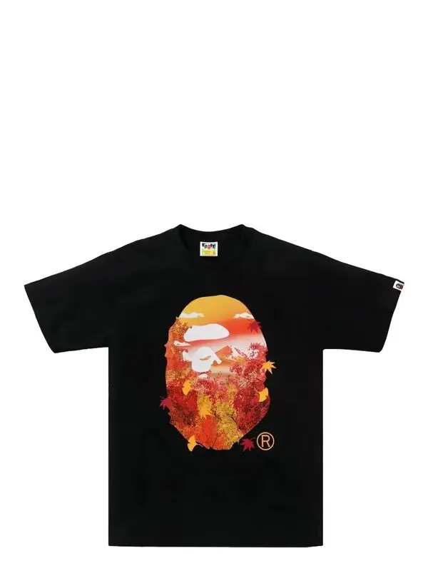 A BATHING APE Autumn Photo Ape Head T-shirt - Black