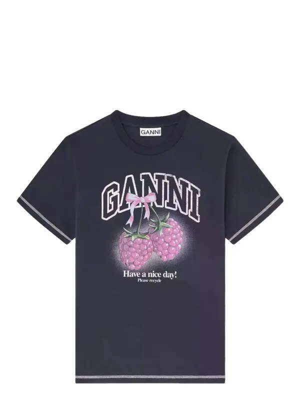 GANNI Graphic T-shirt - Blue