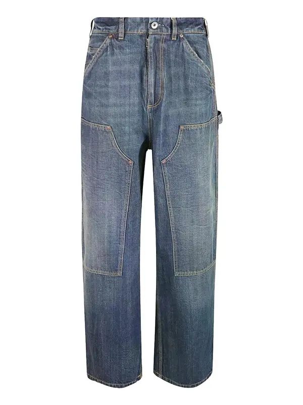 MAISON MARGIELA Stitching-detailing Distressed Wide-leg Jeans - Blue