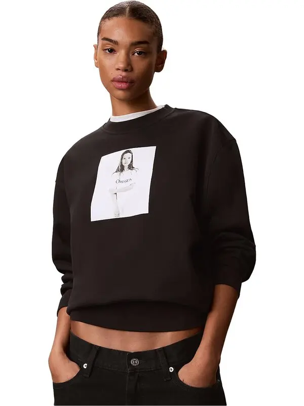 Calvin Klein Kate Moss Obsession Graphic Hoodie - Black