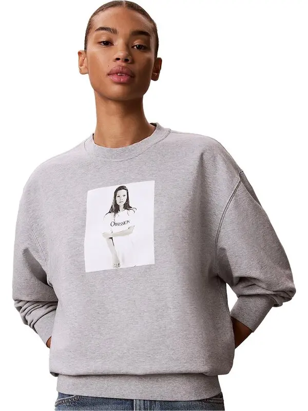 Calvin Klein Kate Moss Obsession Graphic Hoodie - Heroic Grey Heather