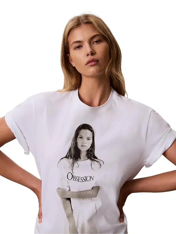 Calvin Klein Kate Moss Graphic Tee - Bright White