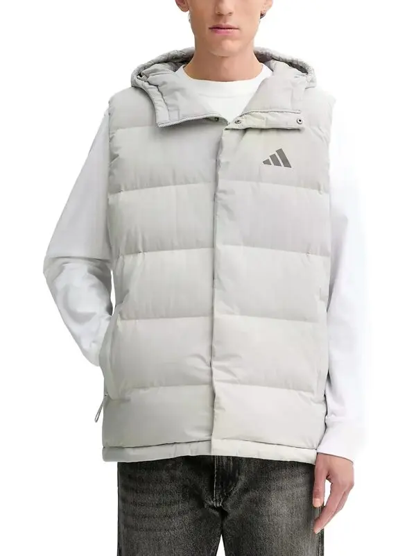 Adidas Hooded Logo-print Gilet - Grey