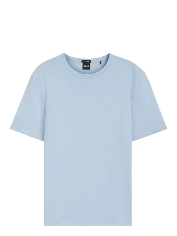 BOSS Cotton-linen T-shirt In A Regular Fit - Light Blue