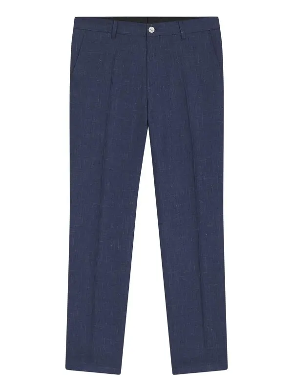BOSS Slim-fit Linen Blend Trousers - Light Blue