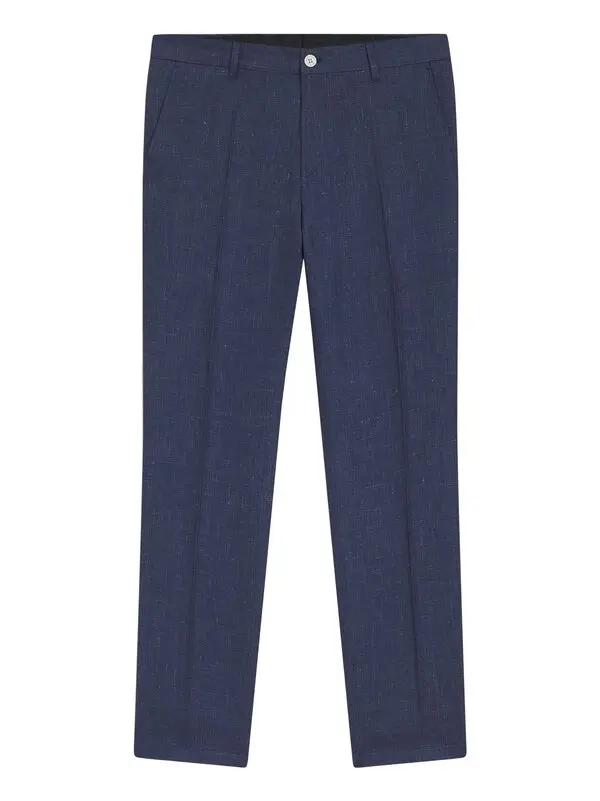 BOSS Slim-fit Linen Blend Trousers - Light Blue