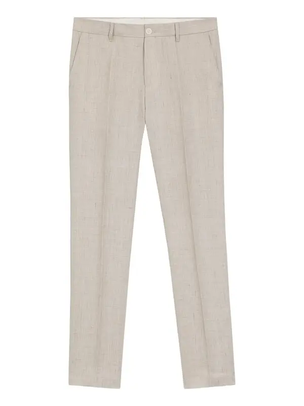 BOSS Slim-fit Linen Blend Trousers - Light Grey