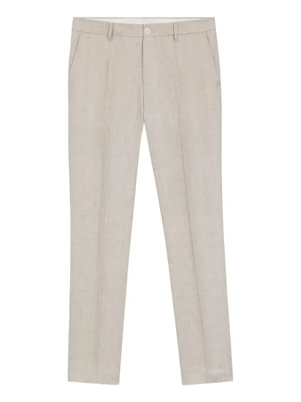 BOSS Slim-fit Linen Blend Trousers - Light Grey