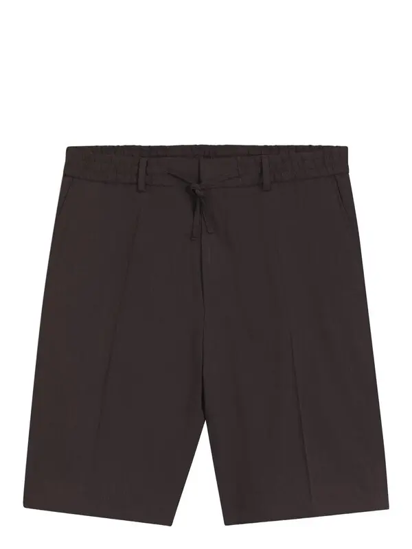 BOSS Relaxed-fit Tech Linen Shorts - Dark Brown