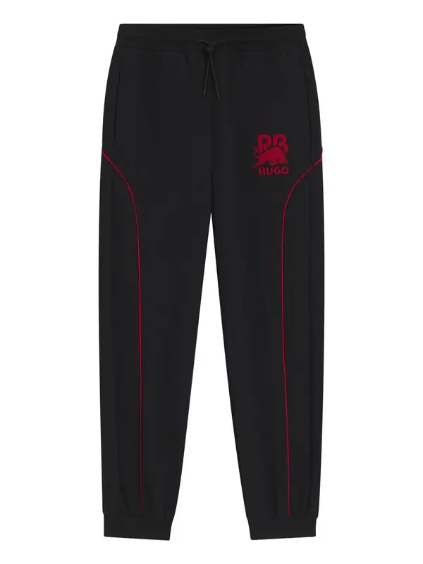 Hugo X Rb Stretch-cotton Sweatpants With Bull Motif - Black