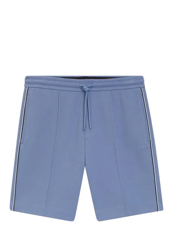 BOSS Piped-trim Cotton Blend Shorts - Light Blue