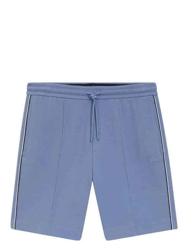 BOSS Piped-trim Cotton Blend Shorts - Light Blue
