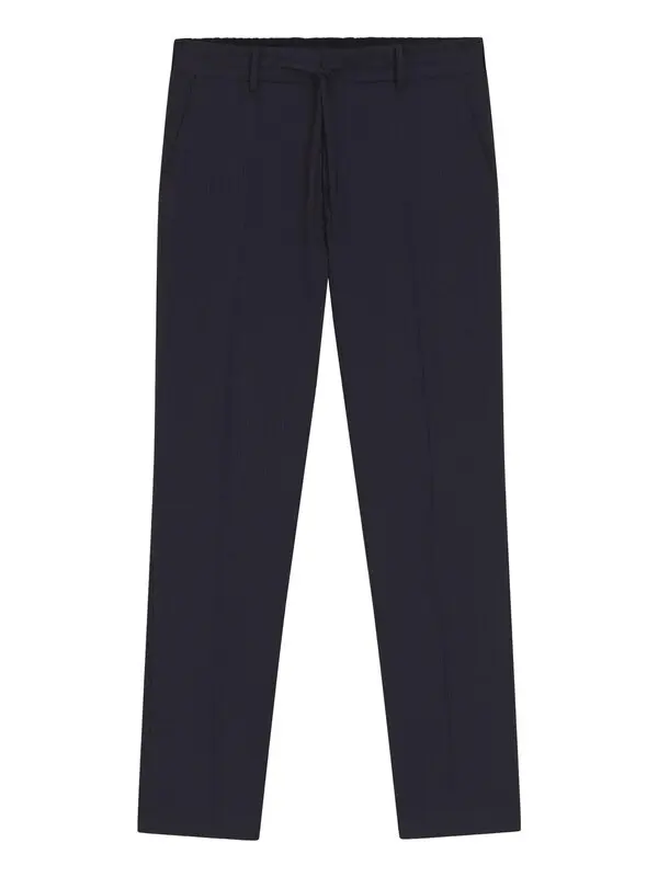 BOSS Patterned Slim-fit Trousers - Dark Blue