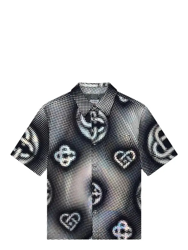 Casablanca Pearlescent Monogram Short Sleeve Denim Shirt - Multicolor