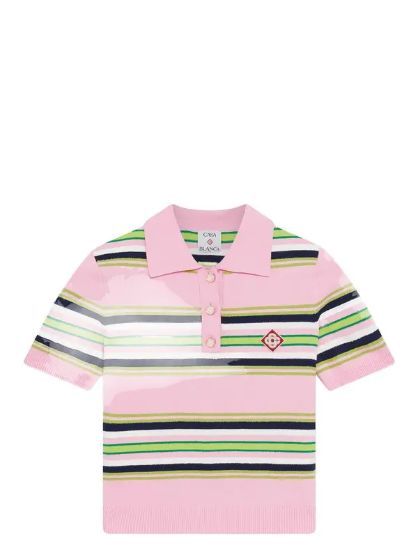 Casablanca Striped Fitted Polo Shirt - Green