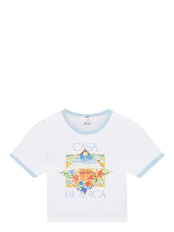 Casablanca Tennis Landscape Ringer Baby Short Sleeve T-shirt - Multicolor