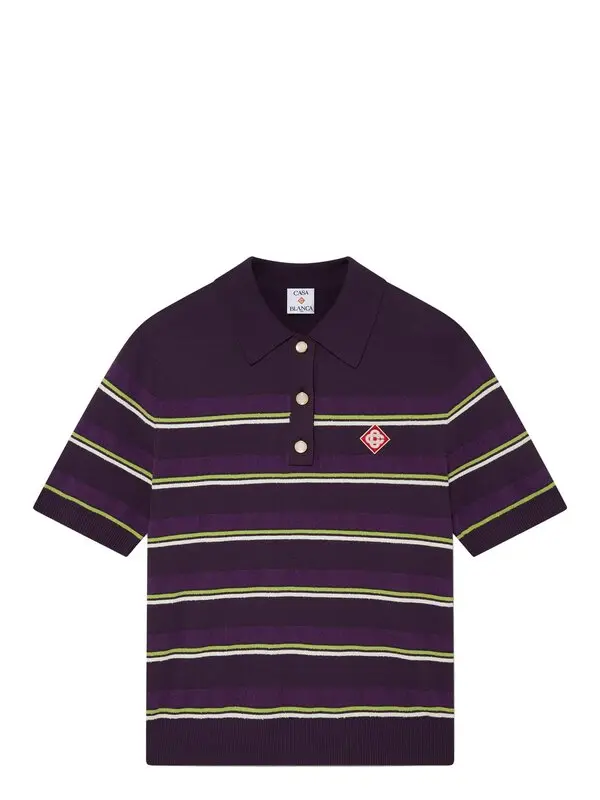 Casablanca Striped Fitted Polo Shirt - Green