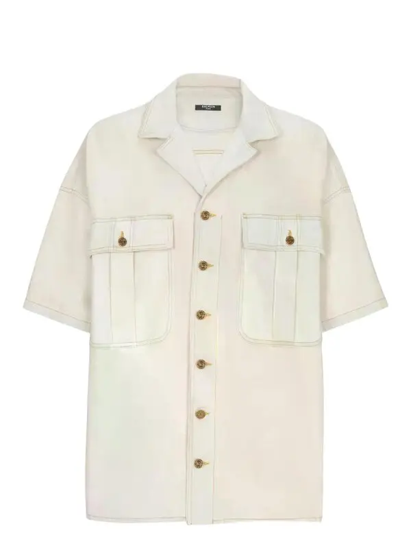 Balmain Topstitched Short-sleeve Shirt - Neutrals